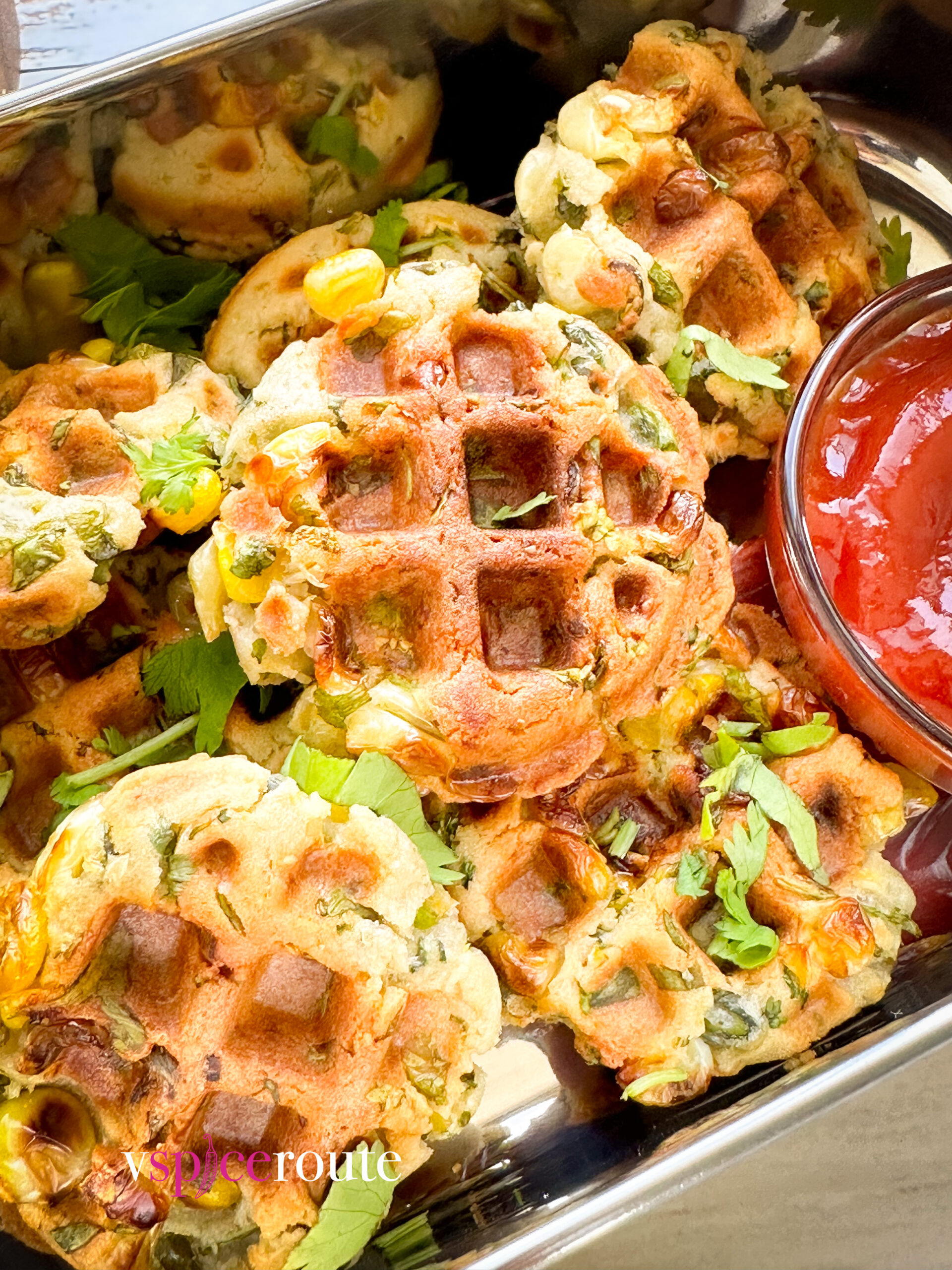 Gluten Free Savory Corn & Cheese Waffles - vspiceroute