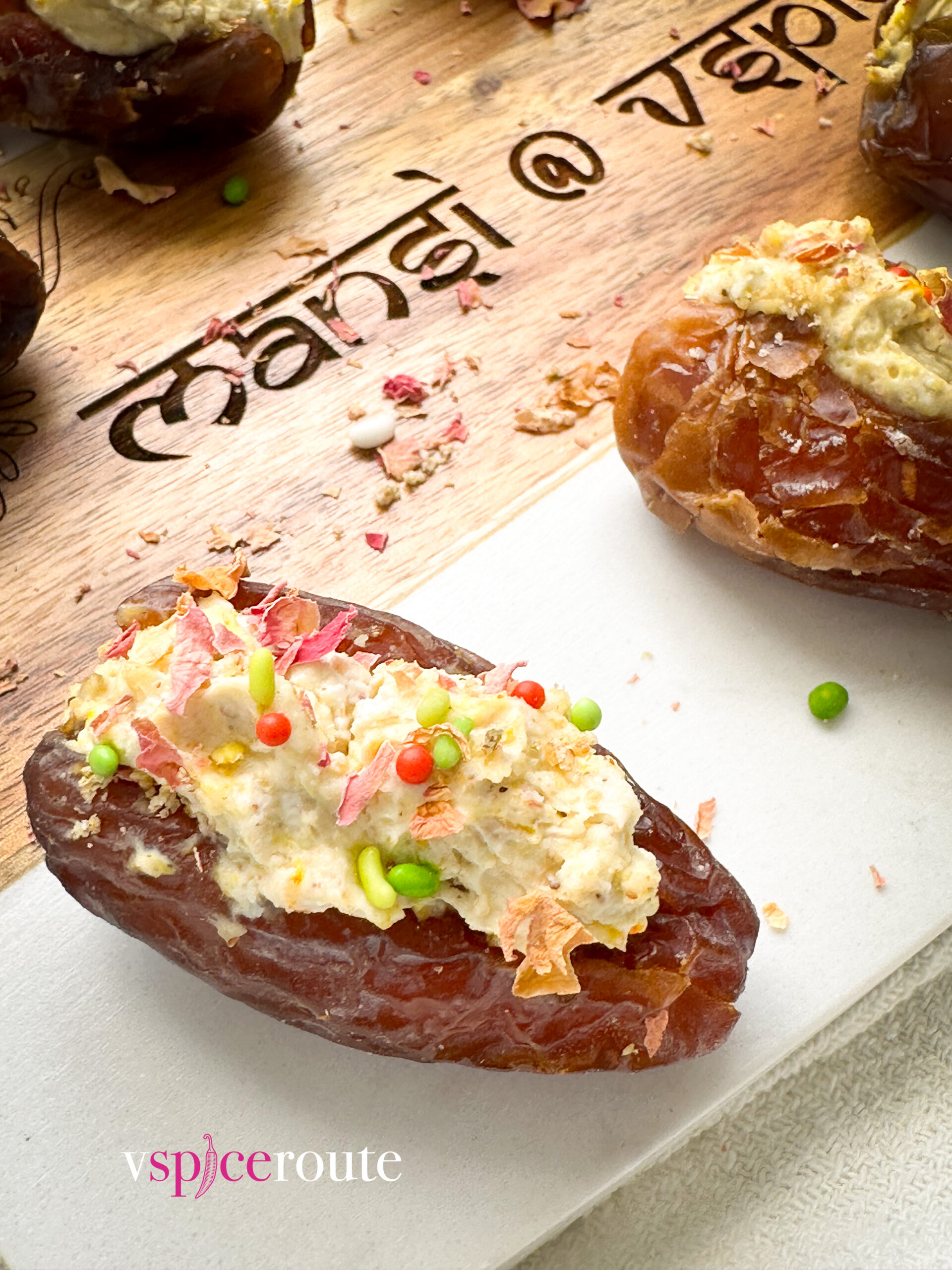 Thandai Date Bites | Thandai Stuffed Mejdool Dates - vspiceroute